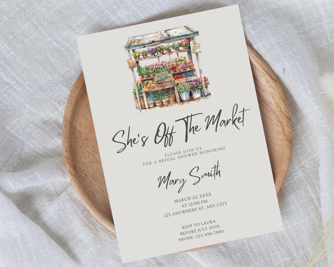 Farmer's Market Bridal Shower Invitation Template (canva Template) - Etsy