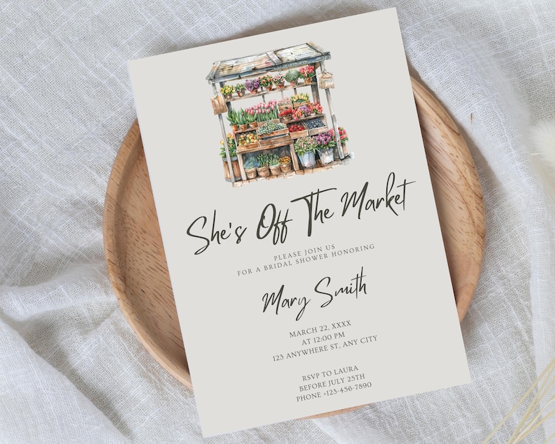 Farmer's Market Bridal Shower Invitation Template (canva Template) - Etsy