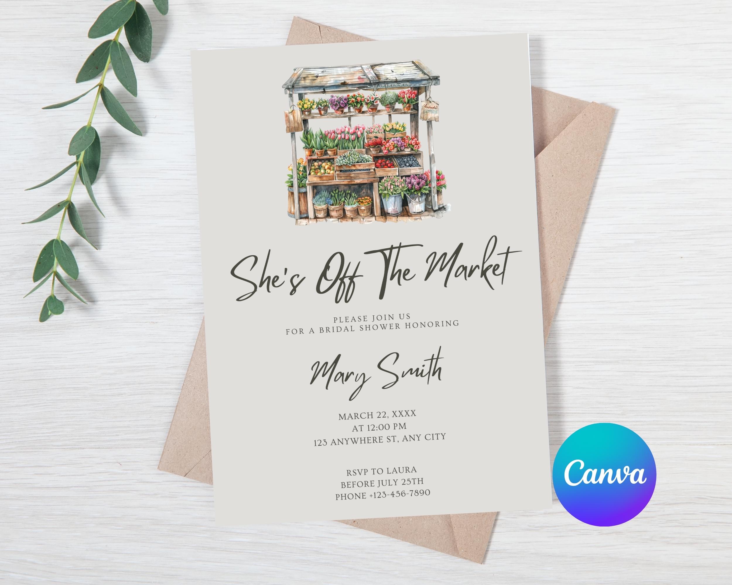 Farmer's Market Bridal Shower Invitation Template (canva Template) - Etsy