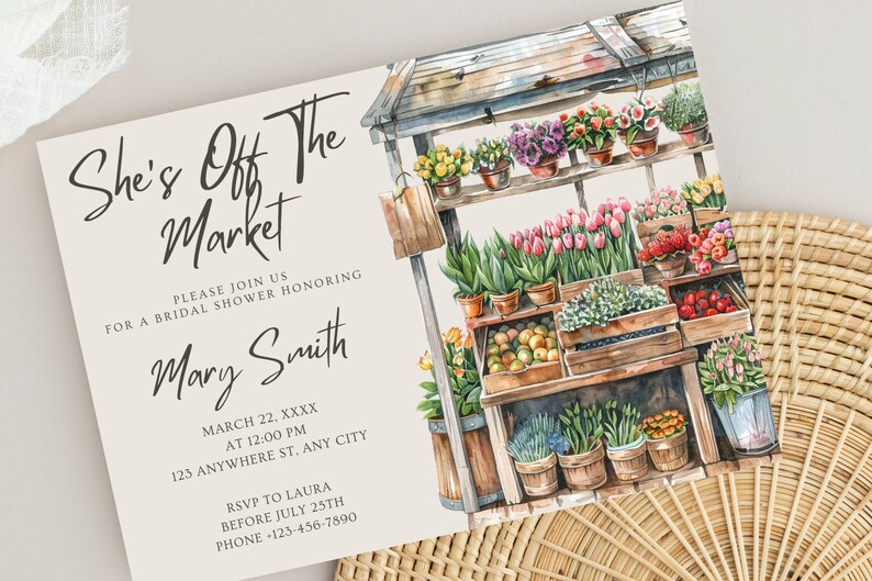Farmer's Market Bridal Shower Invitation Template (canva) - Etsy