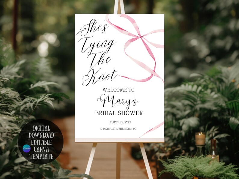 Shes Tying the Knot Themed Bridal Shower, Customizable Canva Template ...