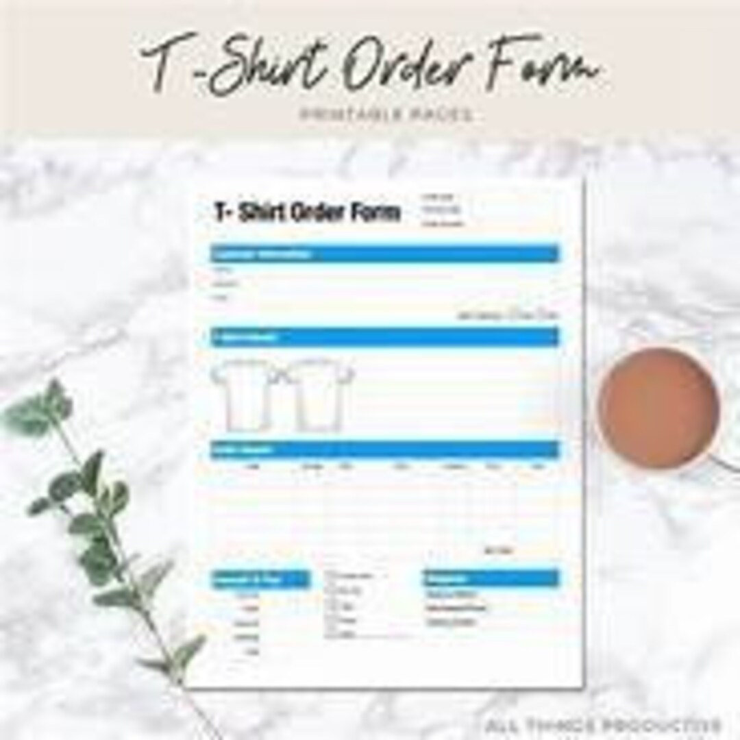 Editable T-shirt Order Form Template, Printable Small Business Order ...