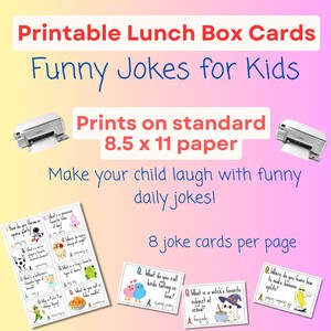 Lunchbox Joke Cards - Printable - Joke of the Day - Back-to-school ...
