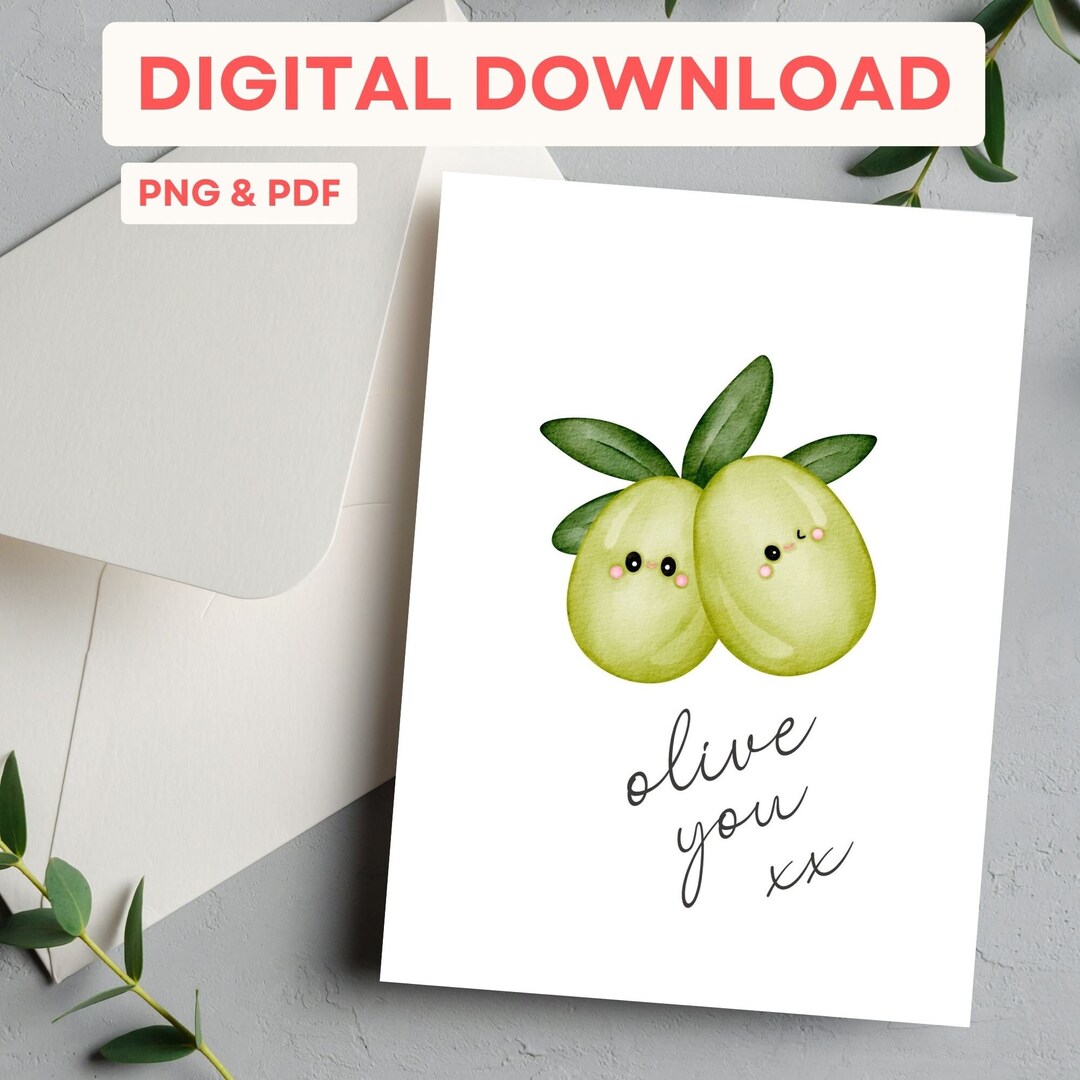 Valentine Printable Card, Funny, Digital Download, Olive Love You ...