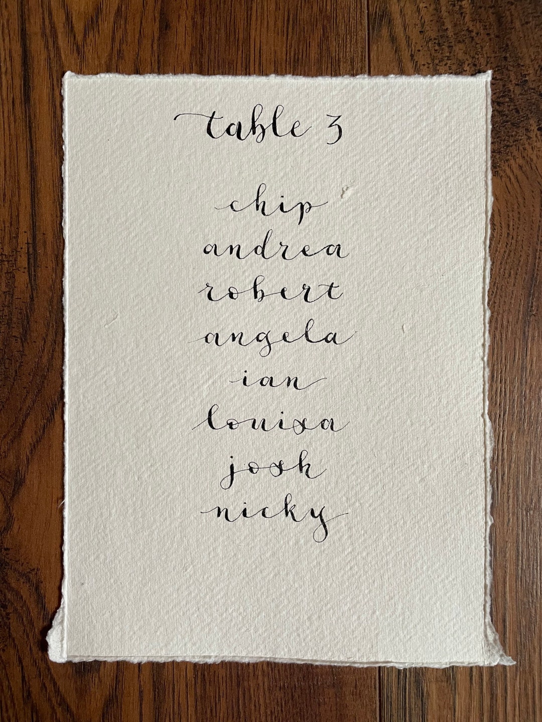 Hand-written Table Seating Cards, Wedding Place Cards, Rustic Wedding ...