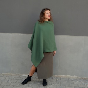 Dark Green Triangle Cotton Muslin Poncho Sweater for Women, - Etsy