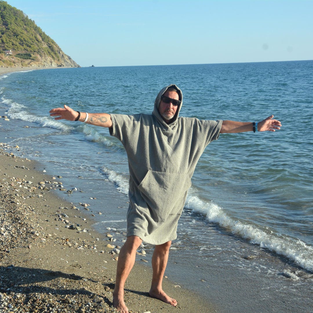 Towel Poncho for Adult, Surf Poncho for Men, Changing Robe Cotton - Etsy