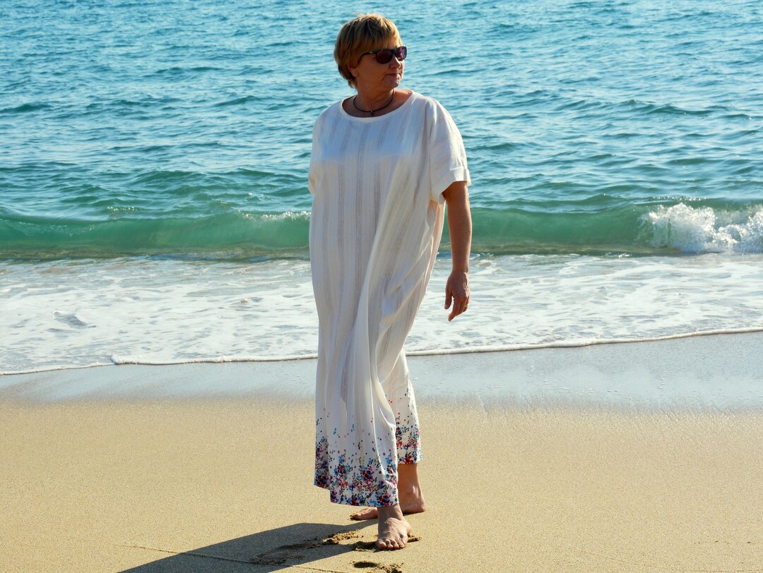 White Kaftan Dress, Plus Size Kimono Caftan, Loose Fitting Dress - Etsy