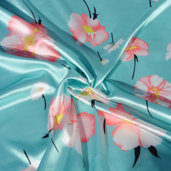 Floral Satin Fabric - Etsy