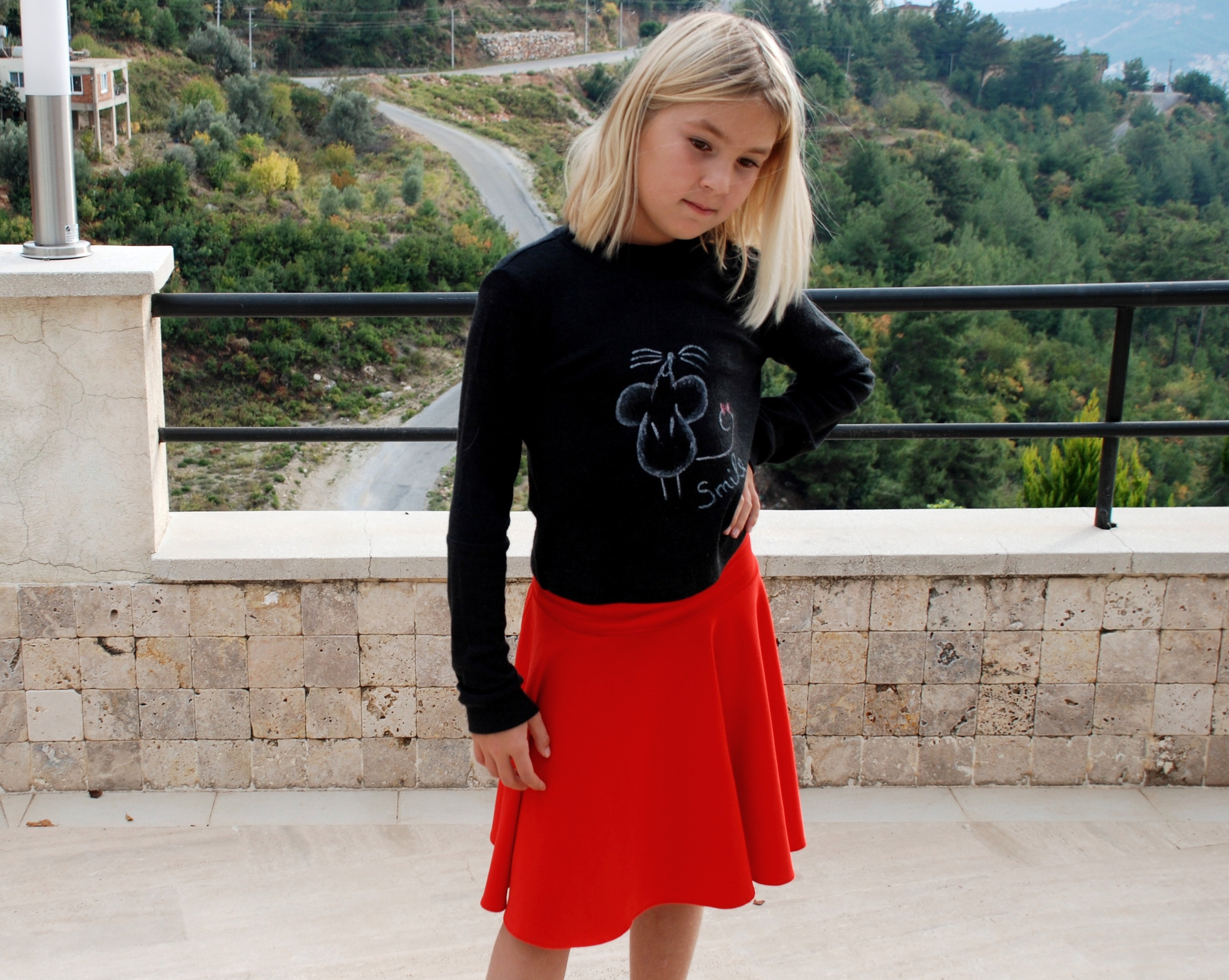 Red Swing Skirt for Girls, Circle Skirt Elastic Waist for Dance, Ballet ...