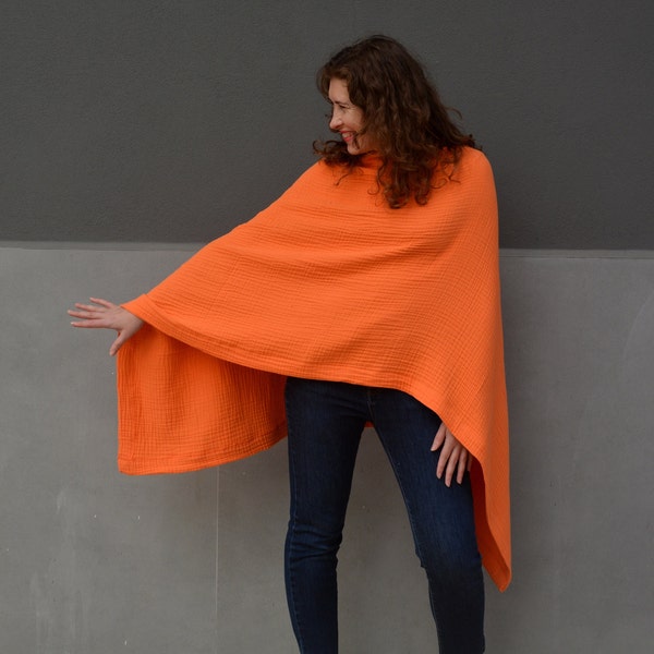Orange Poncho - Etsy
