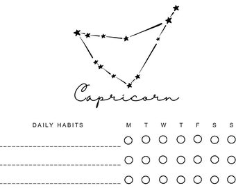 Printable Daily Habits List and Tracker, Daily Habits Sheet by Zodiac ...