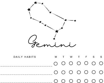 Printable Daily Habits List and Tracker, Daily Habits Sheet by Zodiac ...
