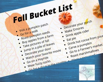 Autumn Bucket List Printable, Family Autumn Bucket List, Fall Printable ...