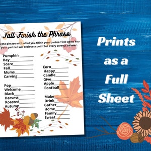 Fall Finish the Phrase Printable - Etsy
