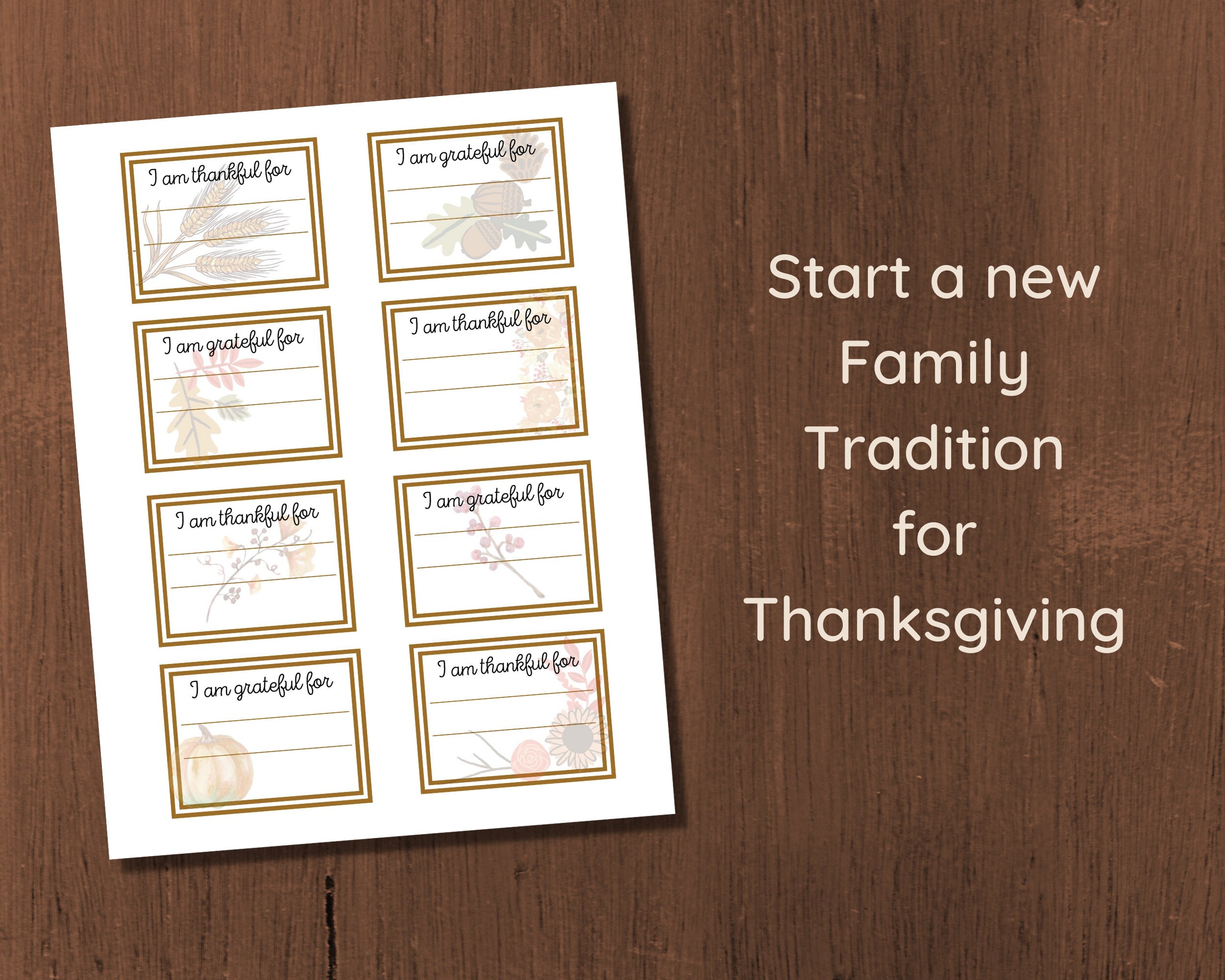 Grateful & Thankful Card or Tag Printable - Etsy