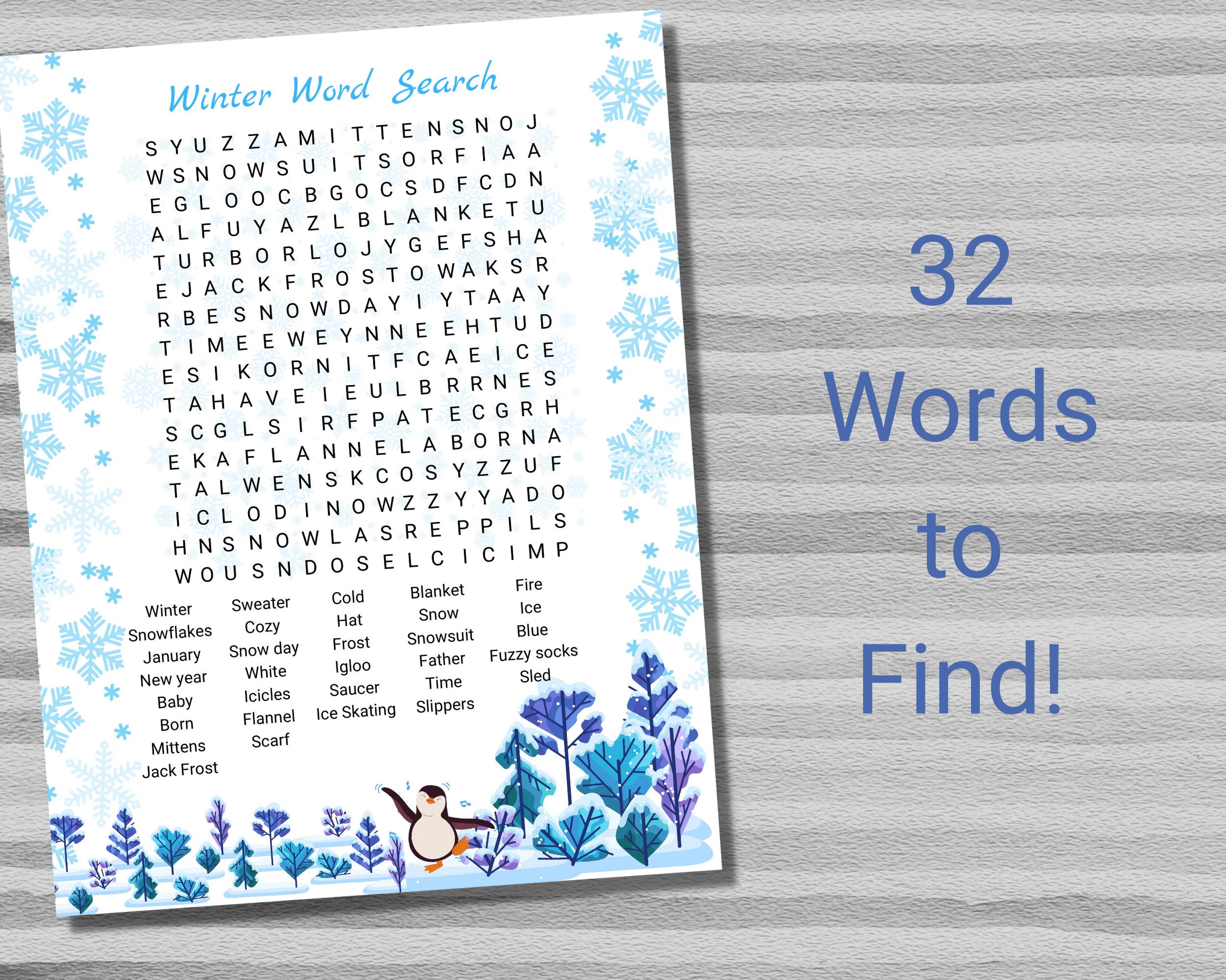 Winter Word Search, Printable Winter Word Search, DIY Winter Word ...