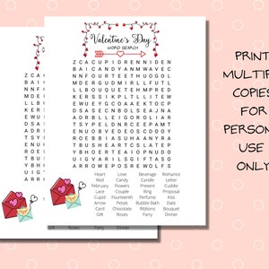 Valentine's Day Word Search, Valentine's Day Word Search Game, Word ...