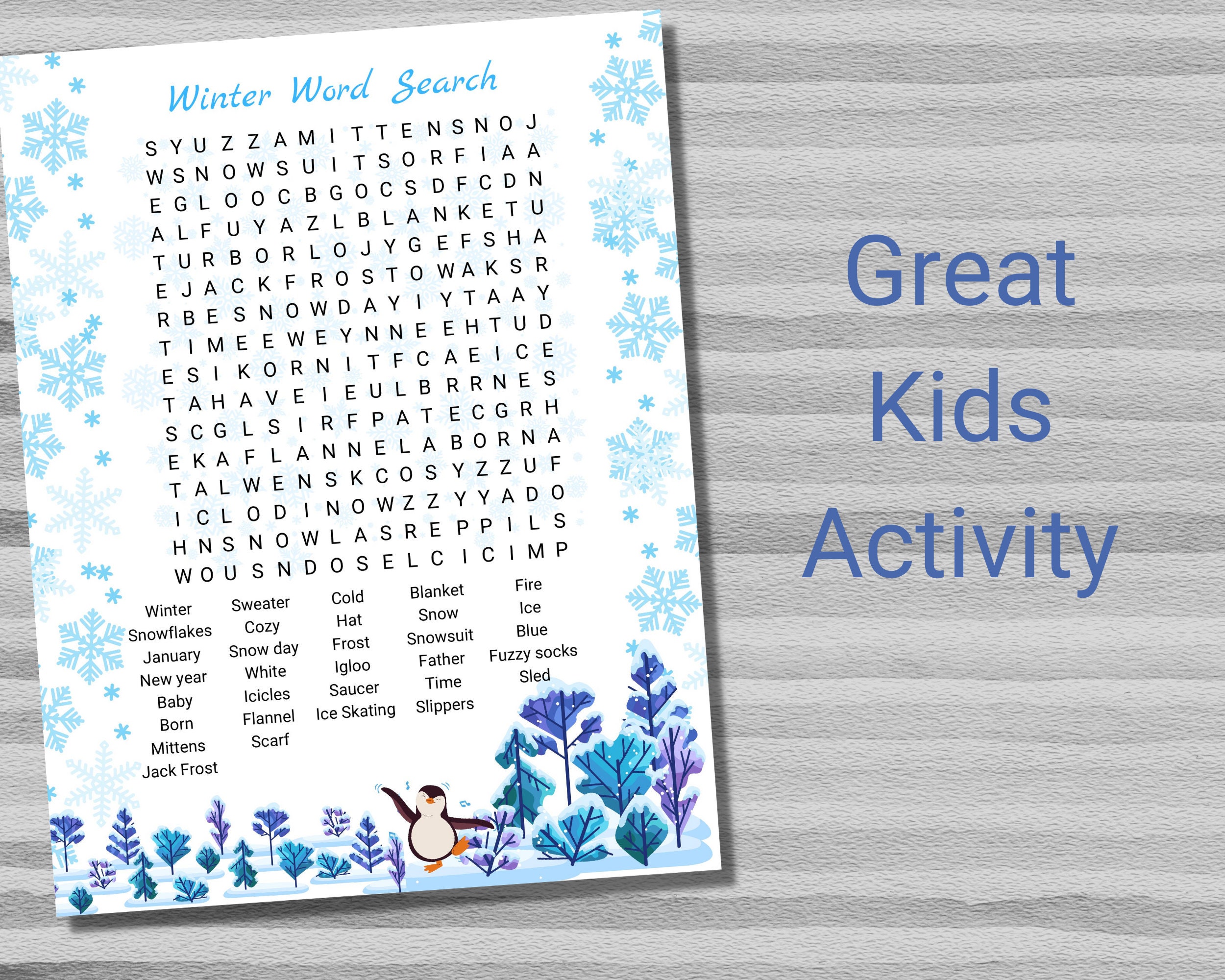 Winter Word Search, Printable Winter Word Search, DIY Winter Word ...
