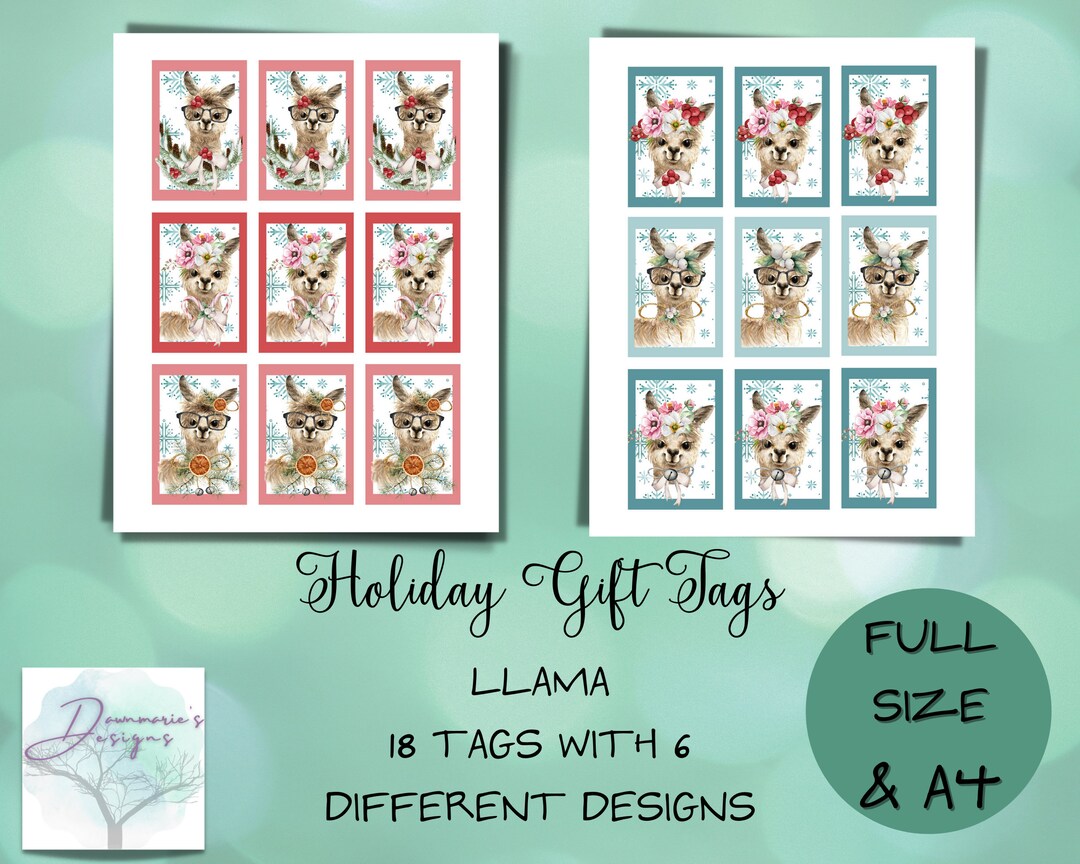 Llama Holiday Gift Tags DIY Printable Tags - Etsy
