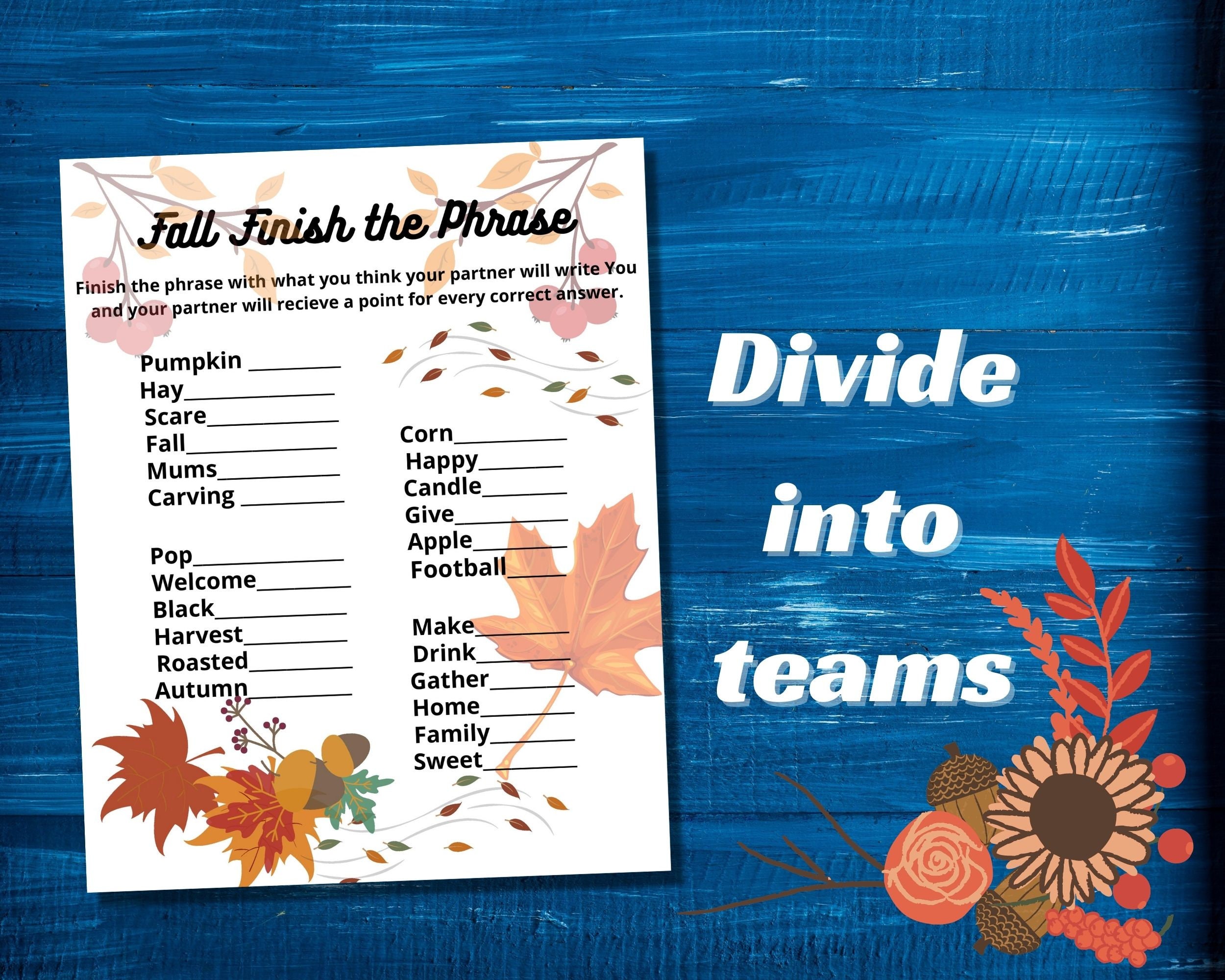 Fall Finish the Phrase Printable - Etsy
