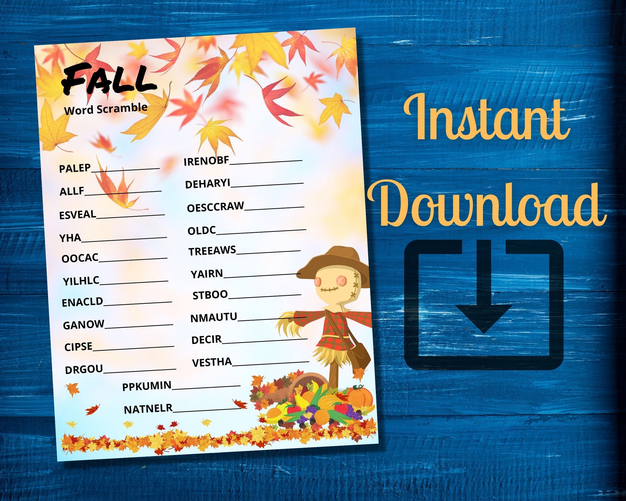 Fall Word Scramble Printable - Etsy