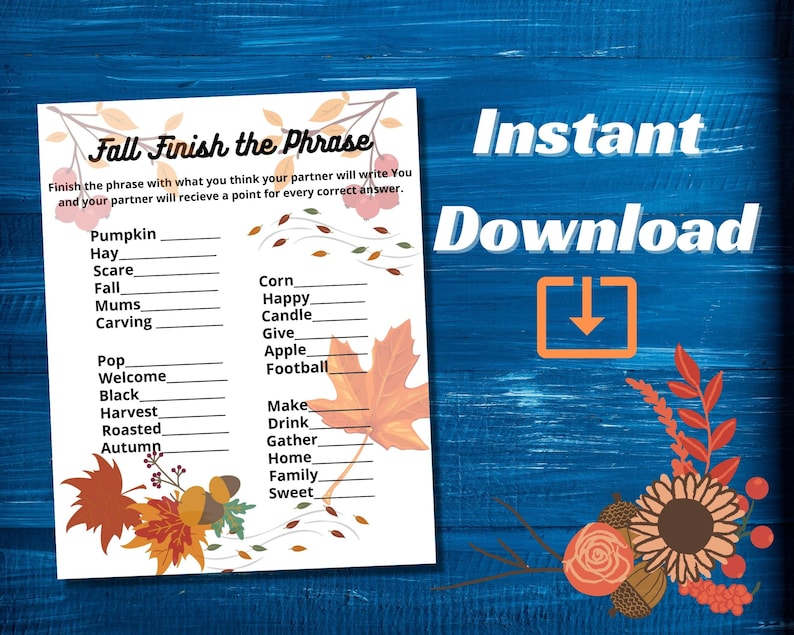 Fall Finish the Phrase Printable - Etsy