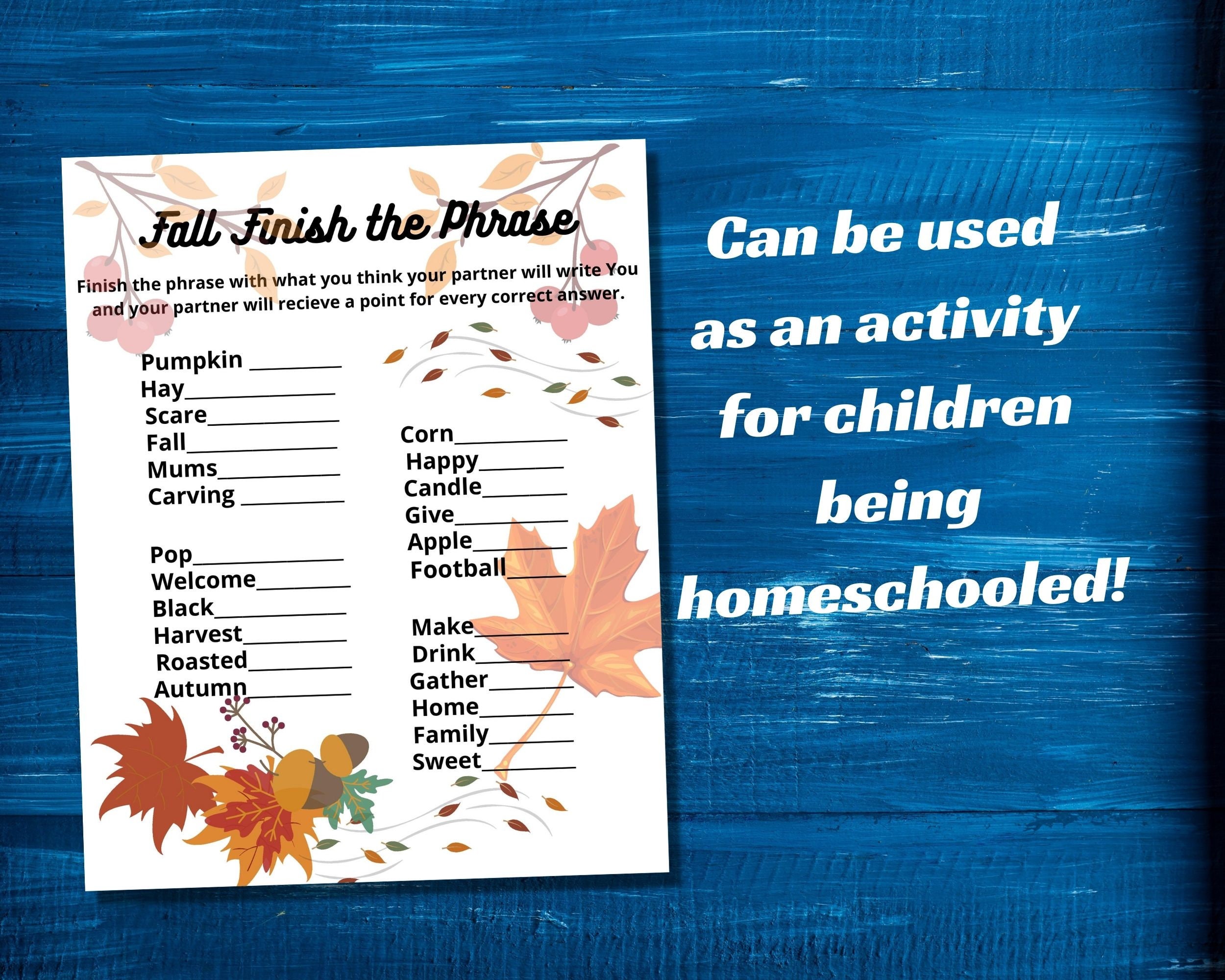 Fall Finish the Phrase Printable - Etsy