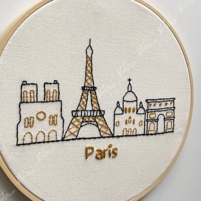 Paris France Embroidery Pdf Pattern - Beginner Hand Embroidery ...