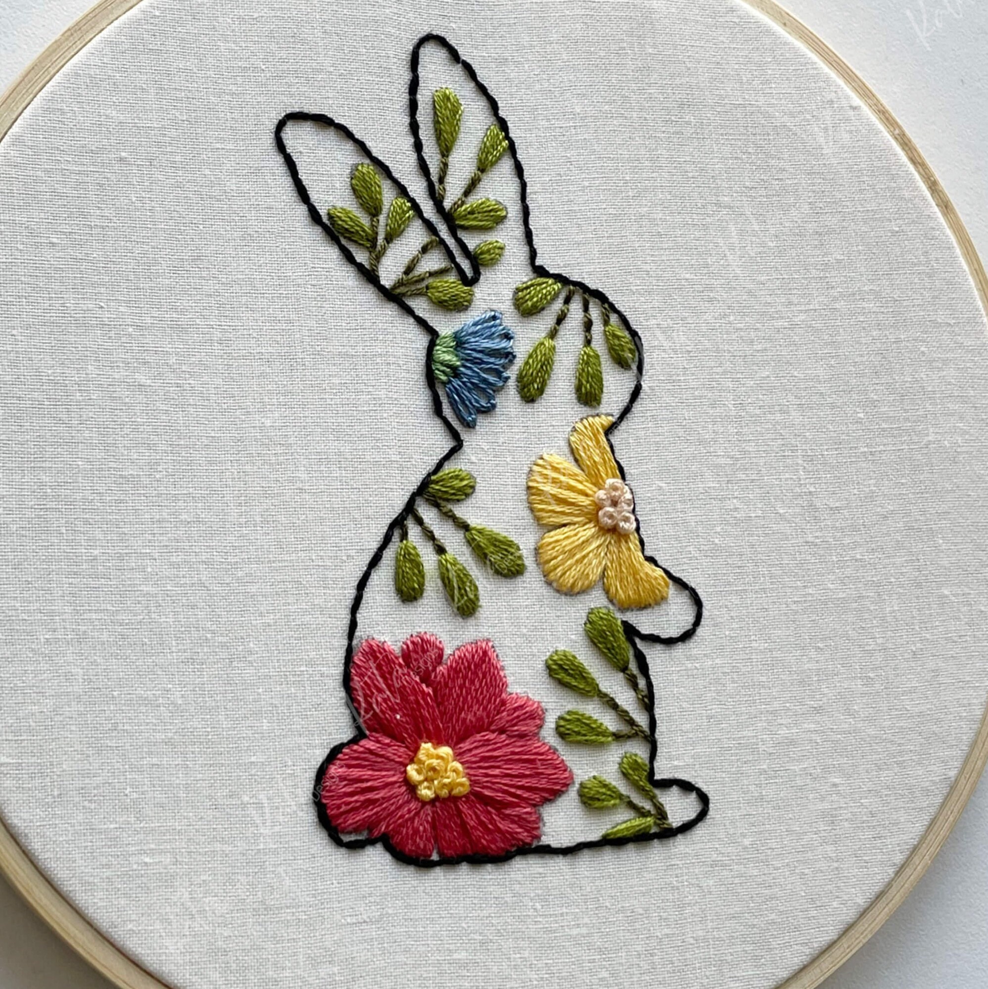 Easter Bunny Hand Embroidery Pattern Beginner Hand Embroidery Pdf ...