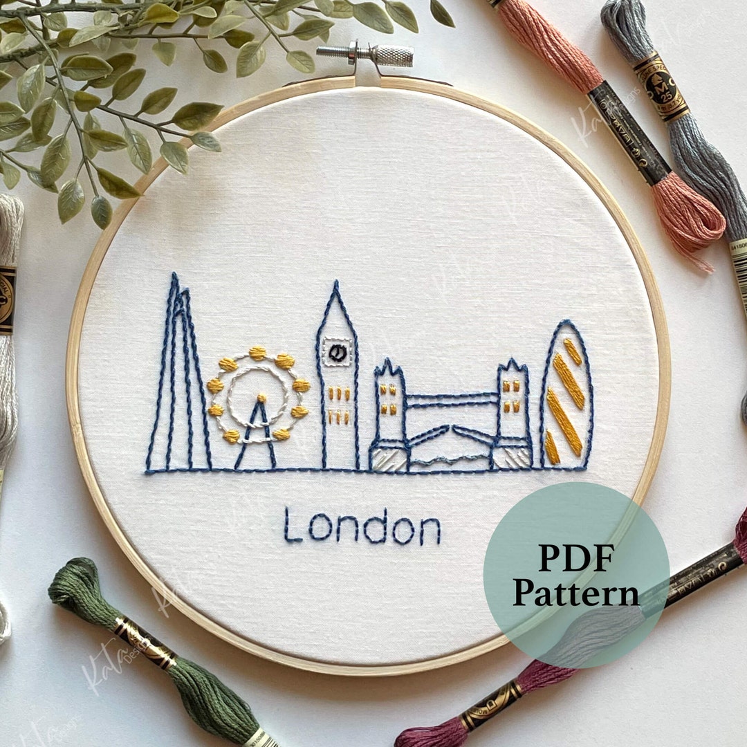 London Hand Embroidery Pattern - London Embroidery Design - Beginner ...