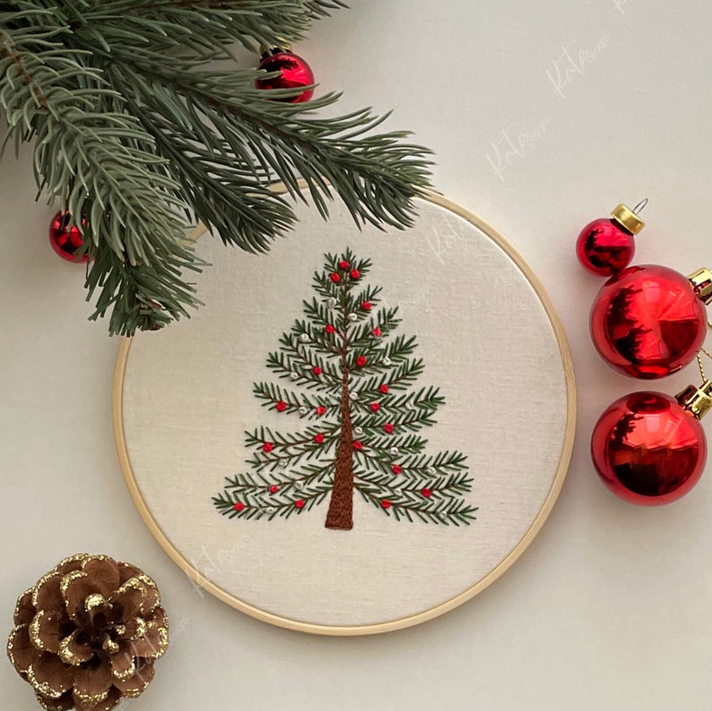 Christmas Tree Embroidery Pattern Set (beginner, 5–6” Hoops) – Holiday ...