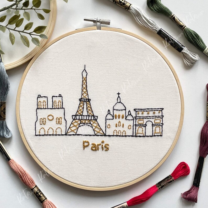 Paris France Embroidery Pdf Pattern - Beginner Hand Embroidery ...