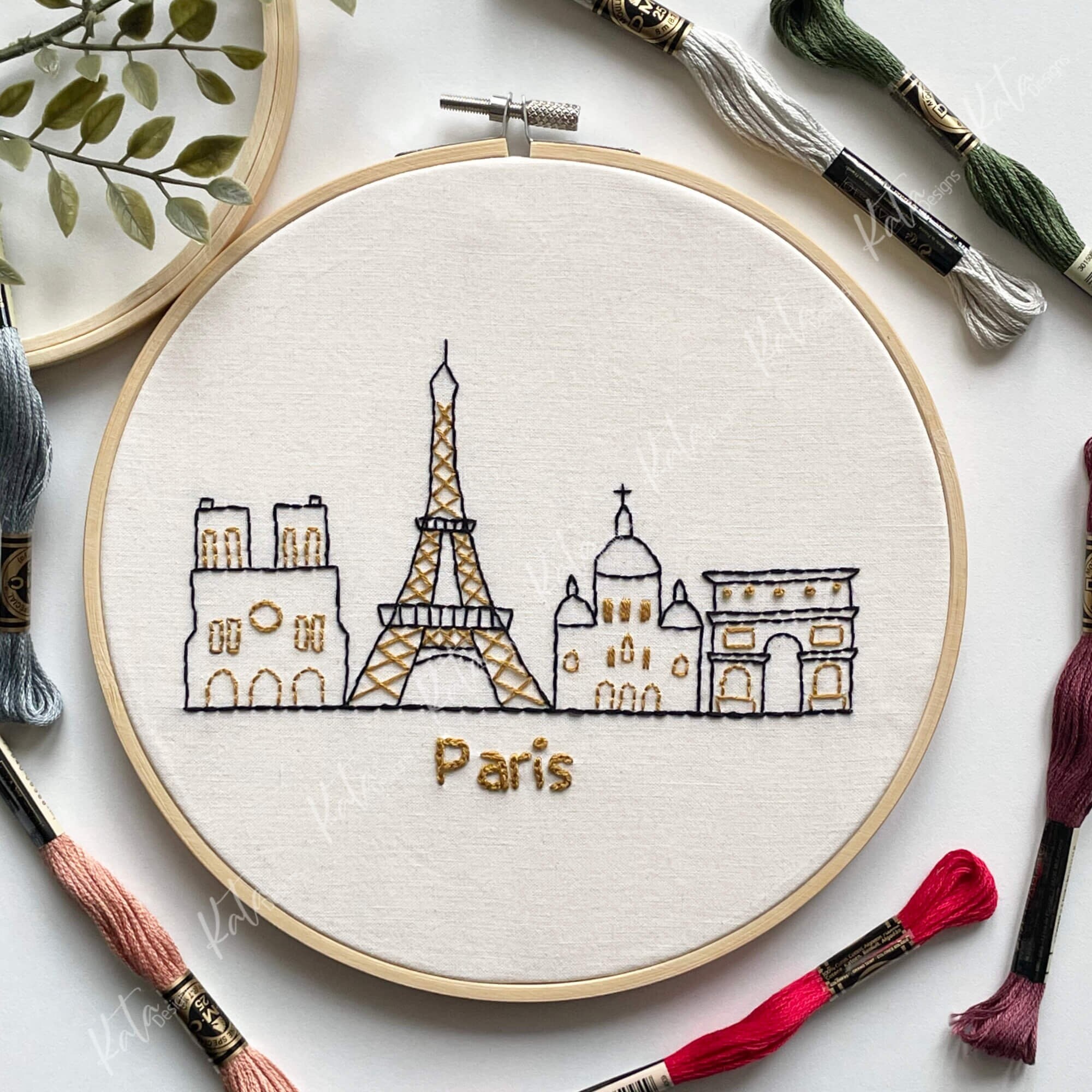 Paris France Embroidery Pdf Pattern - Beginner Hand Embroidery ...