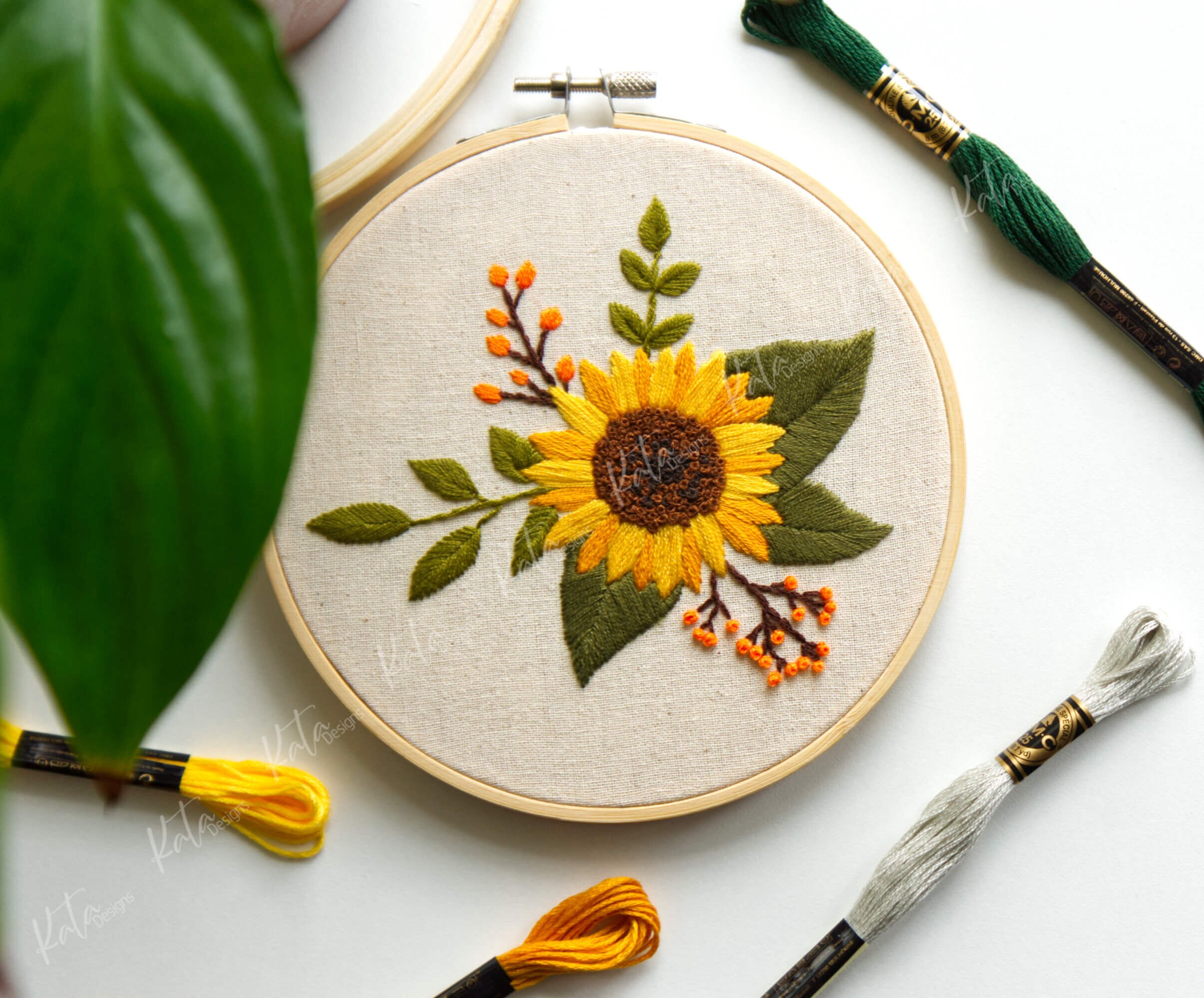 Sunflower Embroidery Pattern Hand Embroidery Beginner - Etsy