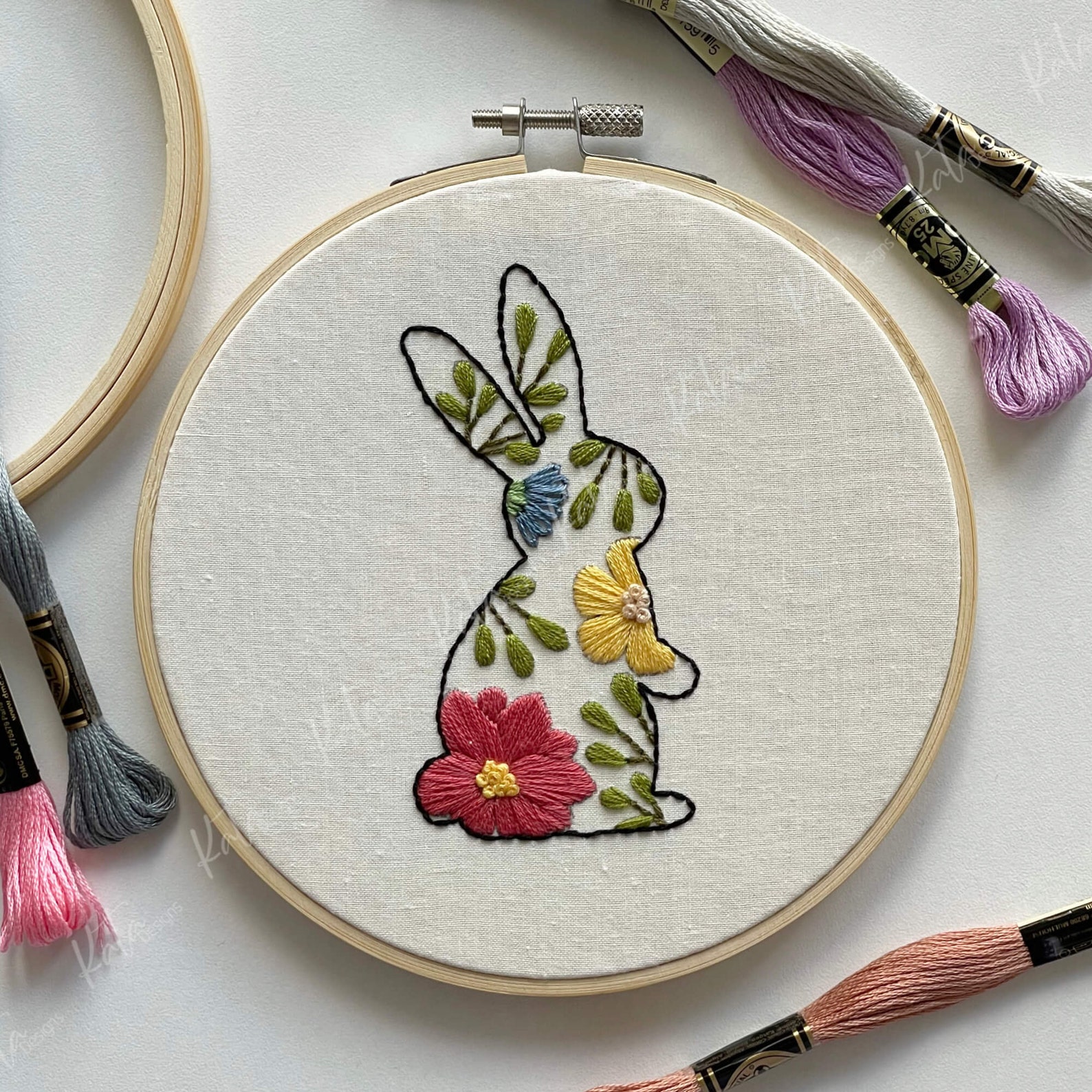 Easter Bunny Hand Embroidery Pattern Beginner Hand Embroidery Pdf ...