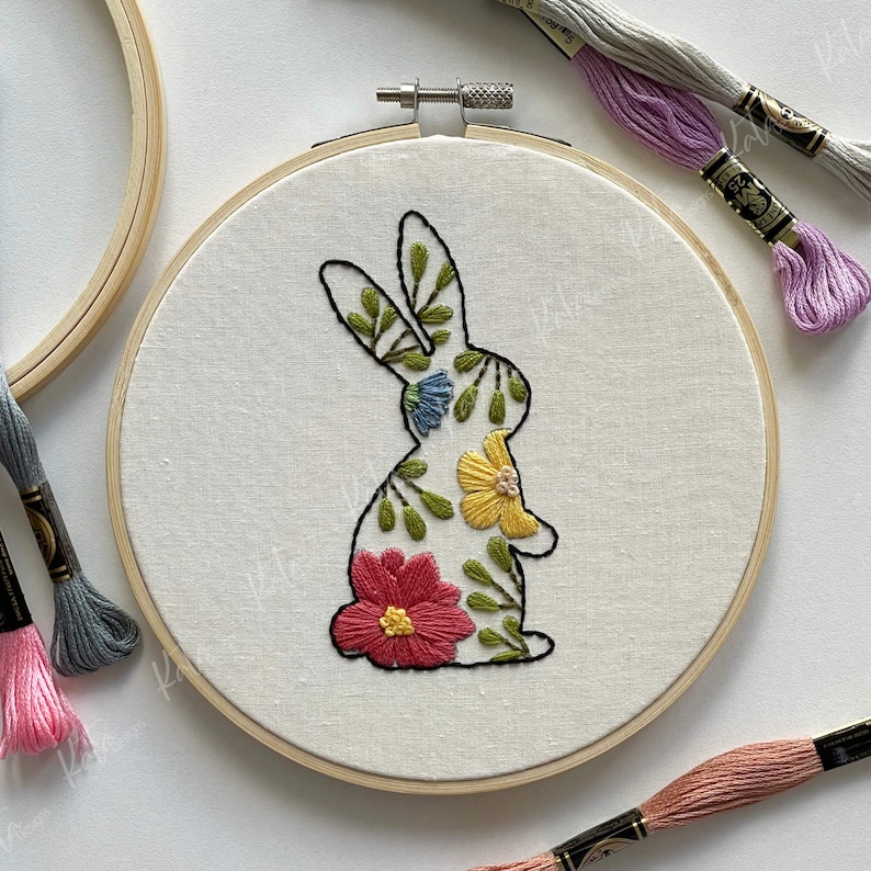 Easter Bunny Hand Embroidery Pattern Beginner Hand Embroidery Pdf ...