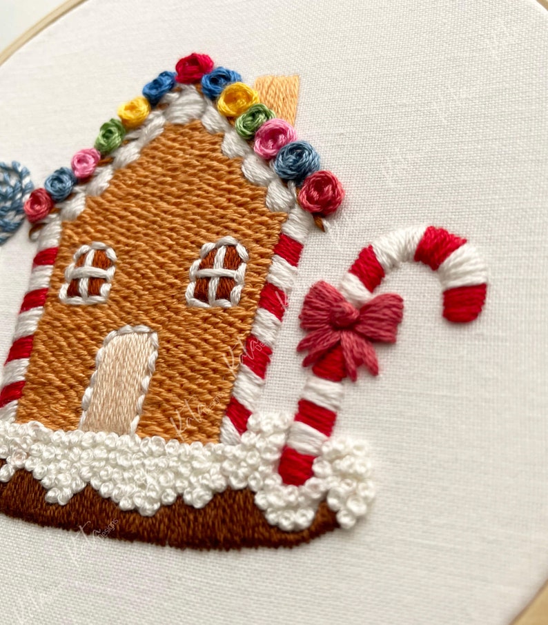 Gingerbread House Embroidery Pattern Christmas Holiday Hand - Etsy UK