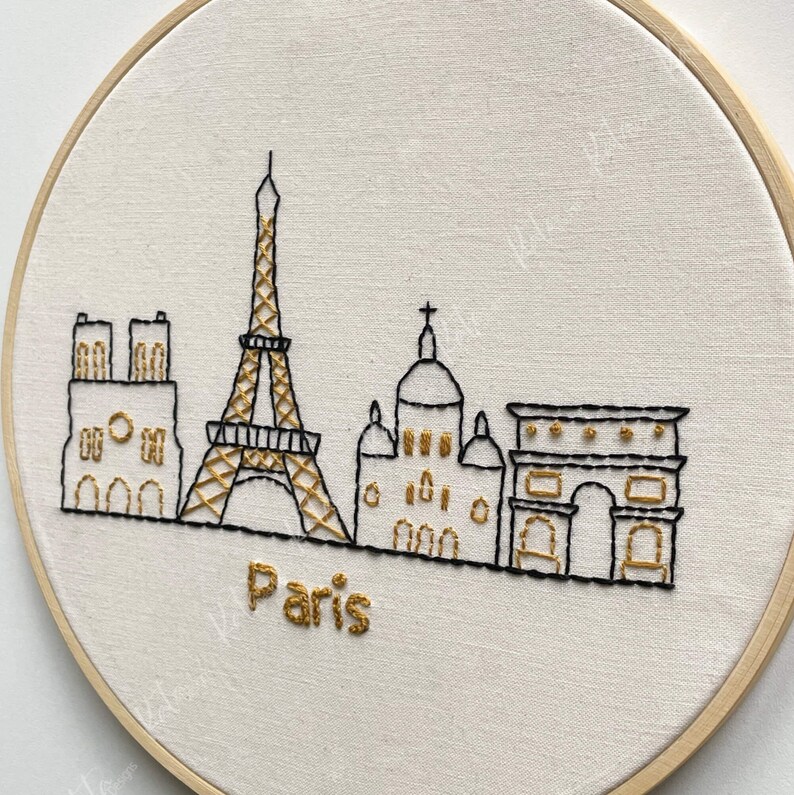 Paris France Embroidery Pdf Pattern - Beginner Hand Embroidery ...