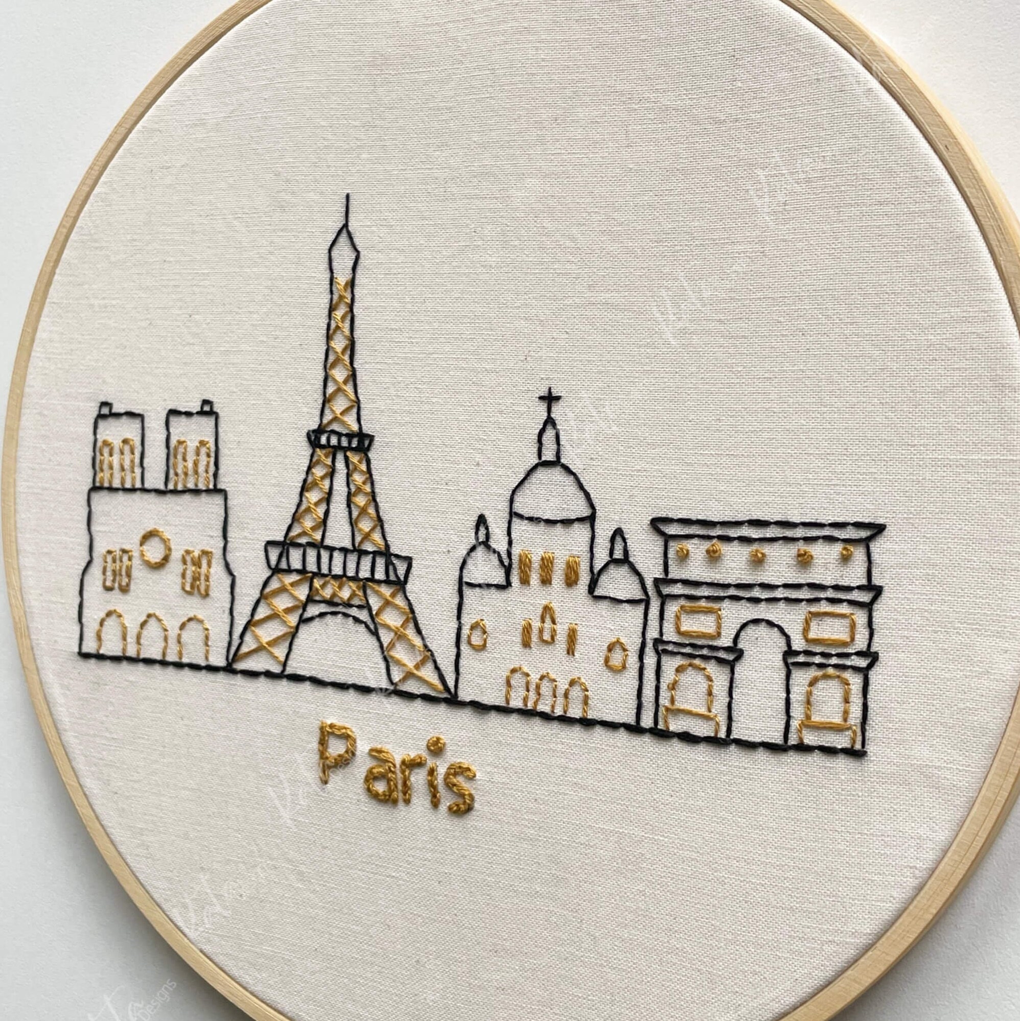 Paris France Embroidery Pdf Pattern - Beginner Hand Embroidery ...