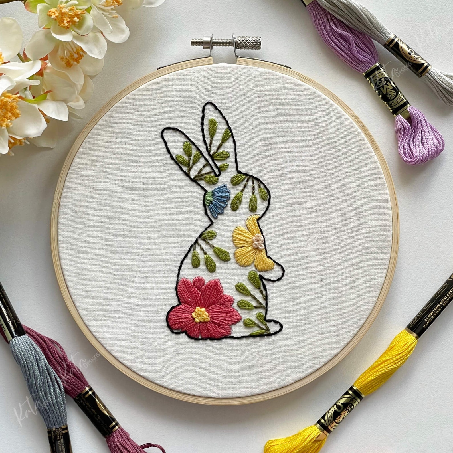 Easter Bunny Hand Embroidery Pattern Beginner Hand Embroidery Pdf ...