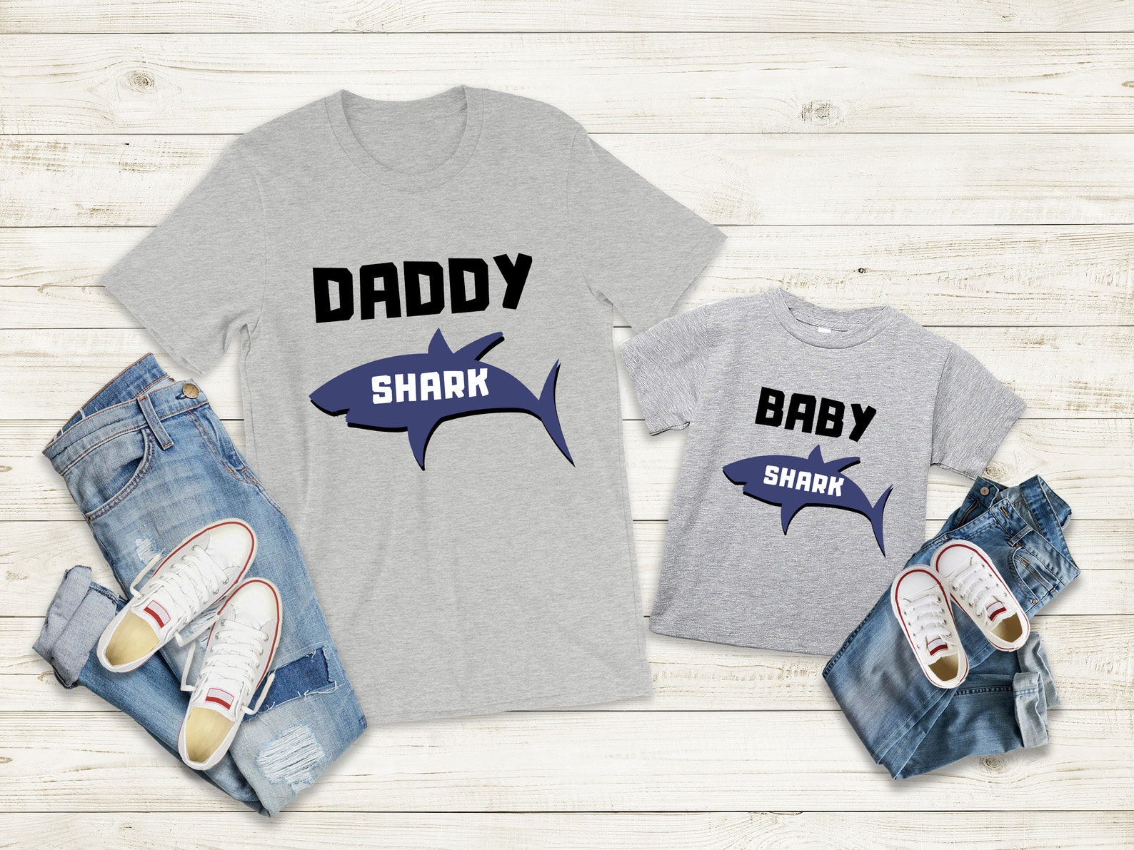 Baby Shark Family Matching Shirts, Shark Themed T-shirt, Daddy and Mama ...