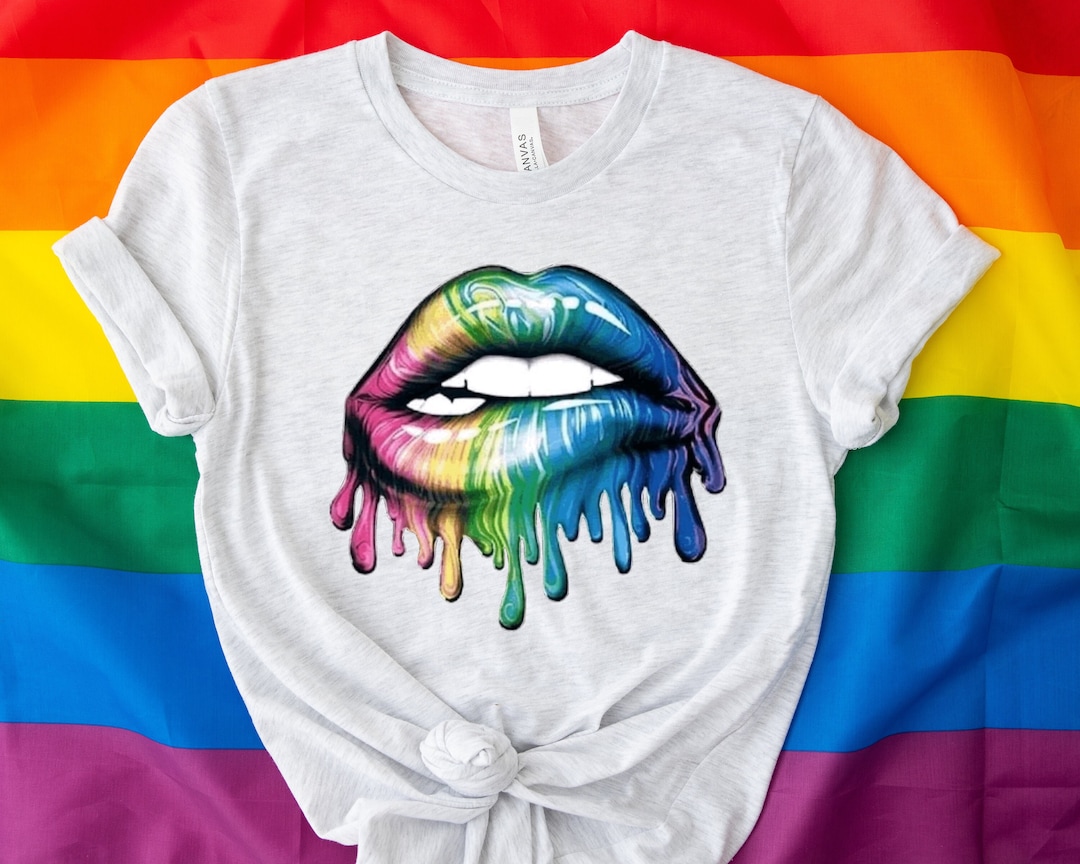 Rainbow Lip T-shirt,pride Lip Shirt,lgbt Rainbow Shirt,lesbian Clothes ...