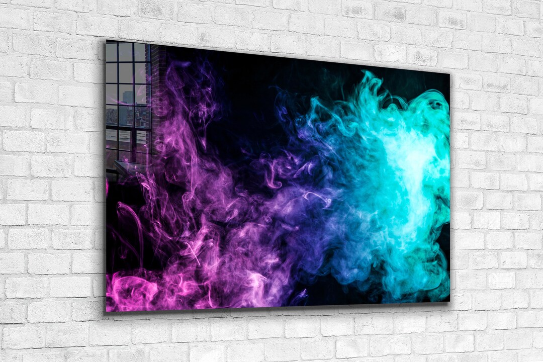 Arte de parede em vidro fumê roxo e azul: decoração moderna para casa ...