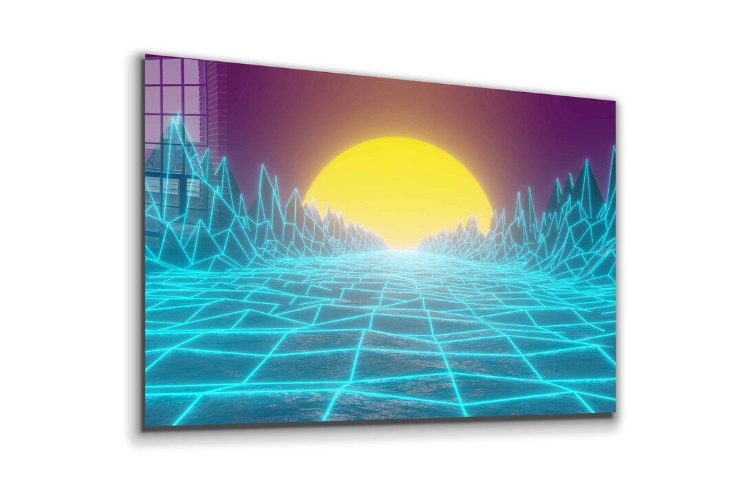 Synthwave Sunset Glass Decor, Sunset Road Canvas Decor, Glass Wall Art ...