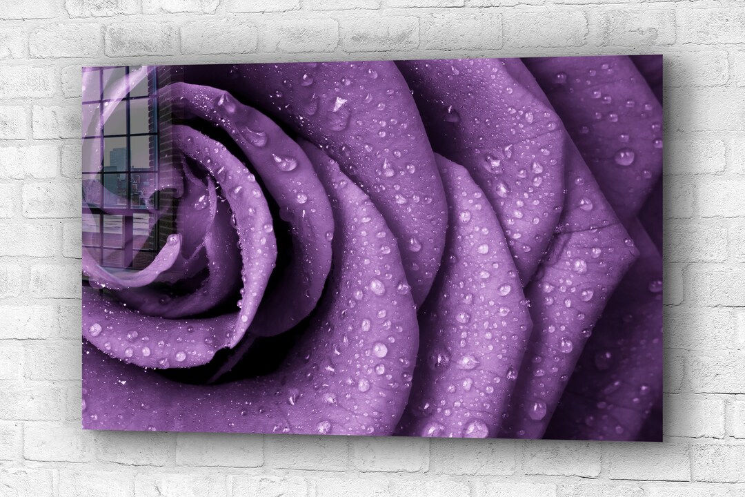 Purple Rose Glass Wall Art: Modern Floral Decor - Etsy