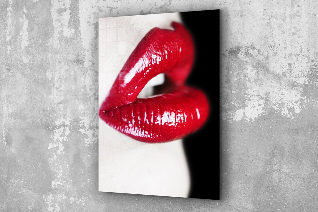 Red Lipstick Lip Decor, Glass Wall Art , Canvas Wall Art , Modern Art ...