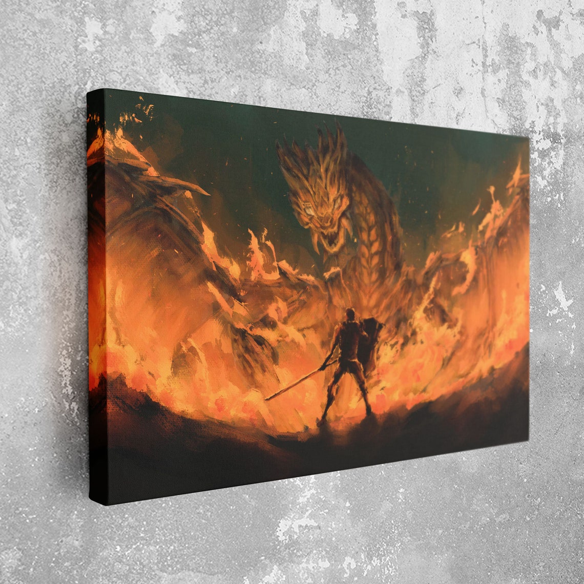 Dragon's Inferno Dark Knight Art-gift Wall Decor-wall Art-tempered ...