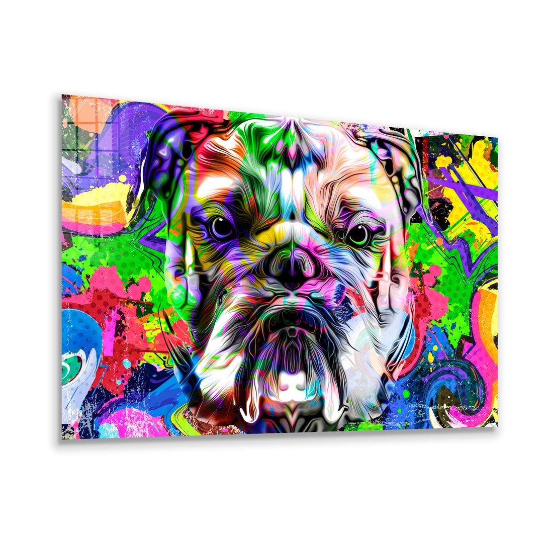 Wall Decor- Abstract Dog Wall Art-tempered Glass Art-canvas Wall Art ...