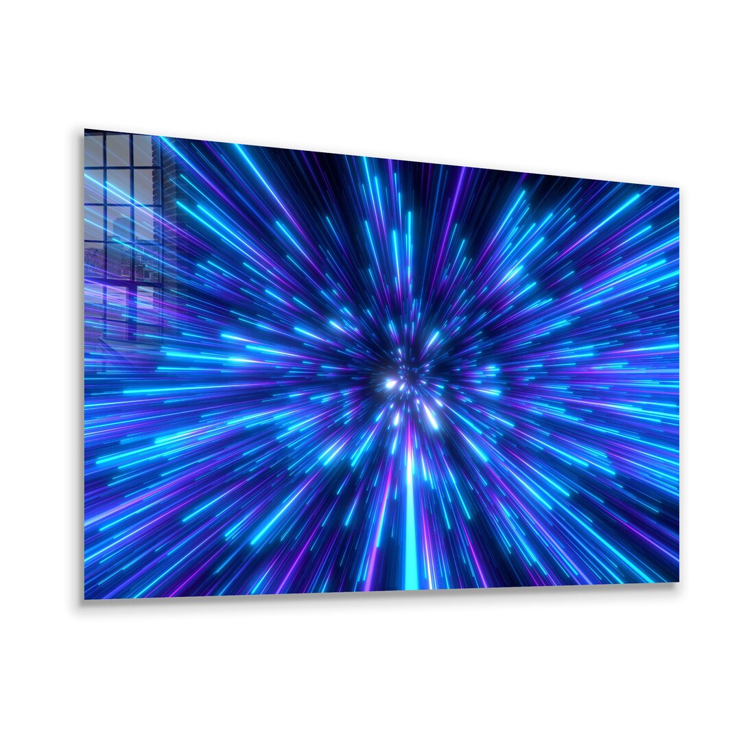 Blue Purple Neon Lights Wall Art-gift Wall Decor-wall Art-tempered ...